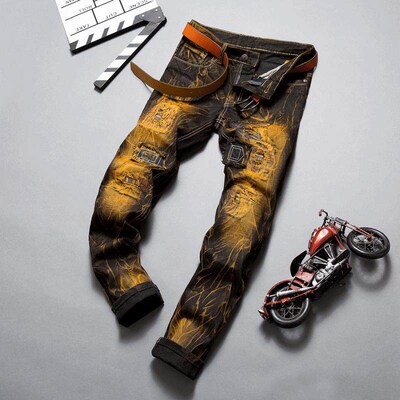 Mens jeans, black, sub yellow, horse chestnut, plus size