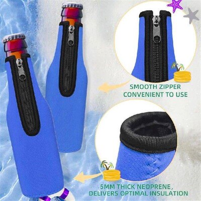 Beer Bottle Cooler Sleeves with Ring Zipper Collapsible