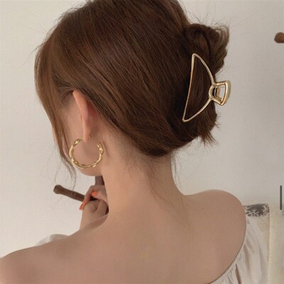 Blogger/ins Minimal Wind Geometric Metal Grip Pony Tail Clip