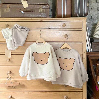 Autumn Baby Girl Clothes Set Infant Kids Cartoon Bear Print