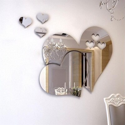 Adeeing 3D Mirror Surface Wall Sticker LOVE Heart Shape DIY