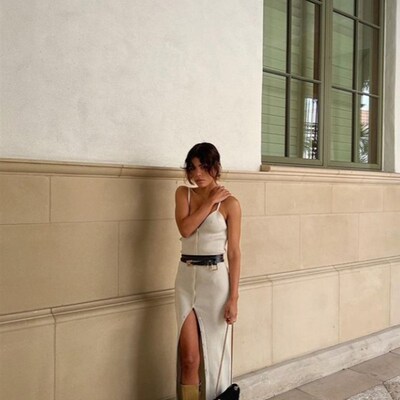 V-neck Single Breasted Summer Long Dress Ankle-length Slim K