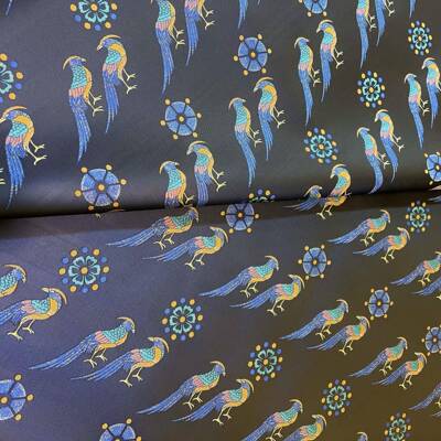 五彩翟古鸟甲仿CKA宋锦非遗新中式风国面料复风女士马旗袍服装布