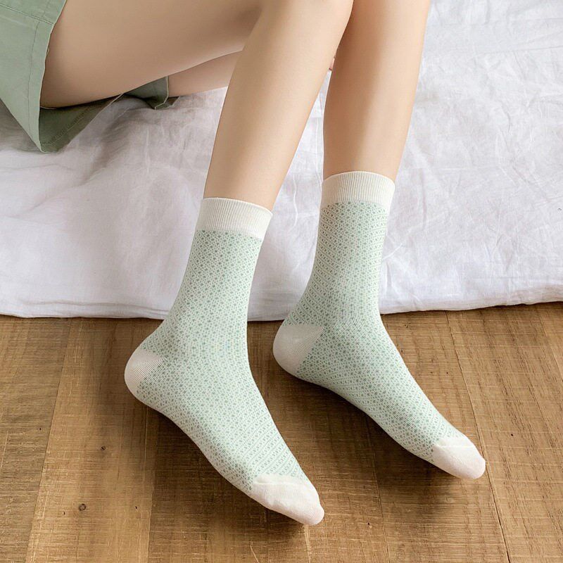 Plaid Dot Print学院风格纹女袜 大学风格女生袜圣诞礼品