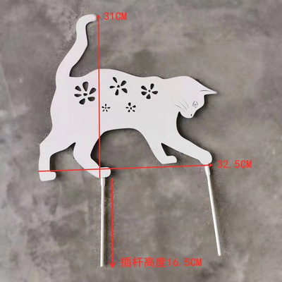 沐子哥庭院铁皮做旧小猫咪花插园艺花园摆件装饰阳台铁艺