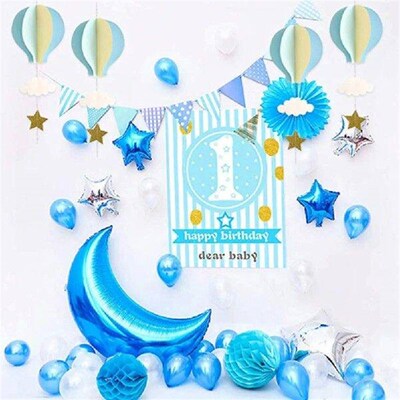 4 Pcs Green Balloons Hot Air Decoration 3D Paper Pendant