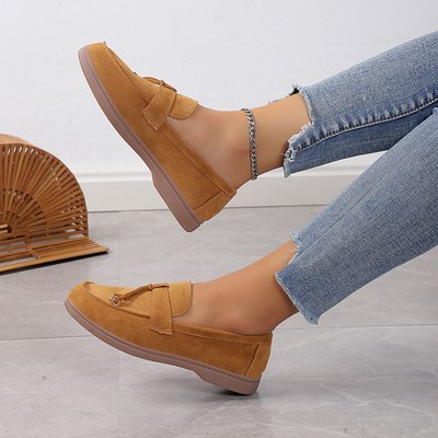 Womens Flat Shoes 2023 Summer New Leather Loafers Multi-Col