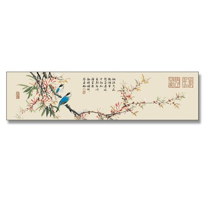 横版花鸟图DIY数字油彩画新中式客厅装饰画卧室床头挂画 喜上眉梢