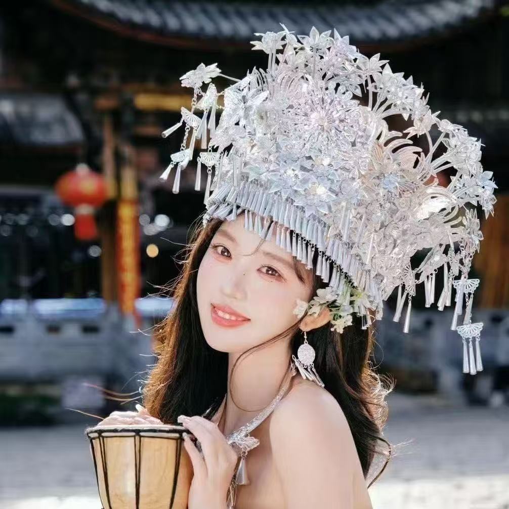 出租新款少数民族头饰苗族苗疆银饰广西贵州云南民族风特色帽饰品