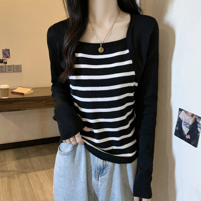 实拍胖妹妹春装大码女装2026年新款假两件显瘦针织衫长袖打底上衣