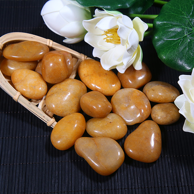 黄色鹅卵石鱼缸底砂造景石头庭院花盆铺地软石子装饰用精品雨花石