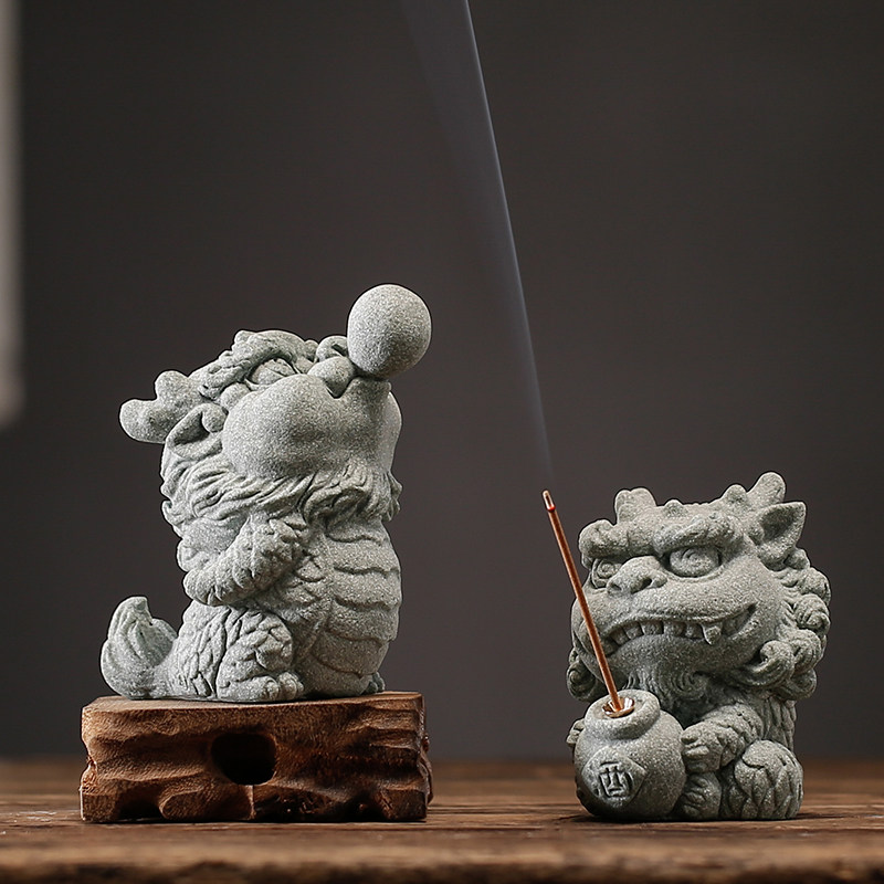 国潮可爱麒麟瑞兽香插香托香器香座创意鱼缸造景装饰茶宠茶玩摆件
