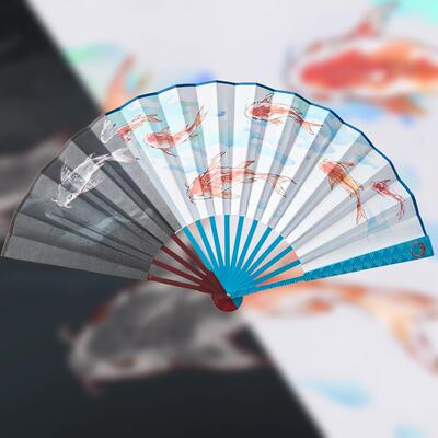 无畏契约瓦罗兰特蓝色黑周边金属锦鲤鱼扇太极扇澄湖潋滟valorant