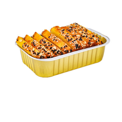 金色锡纸盒烧烤长方形锡纸盘烤鱼一次性快餐外卖焗饭意面打包带盖