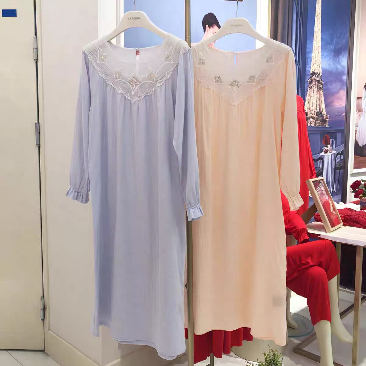 【奥莱瑕疵】CA BRIDA嘉德丽亚睡裙女棉中长裙圆领甜美家居服