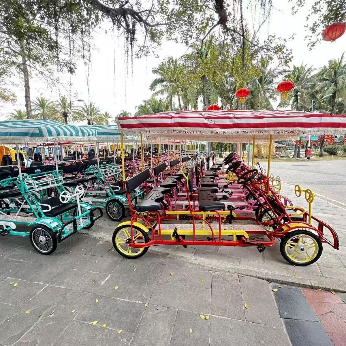 广东双人自行车情侣亲子三人骑两人带小孩运动车旅游景区观光车