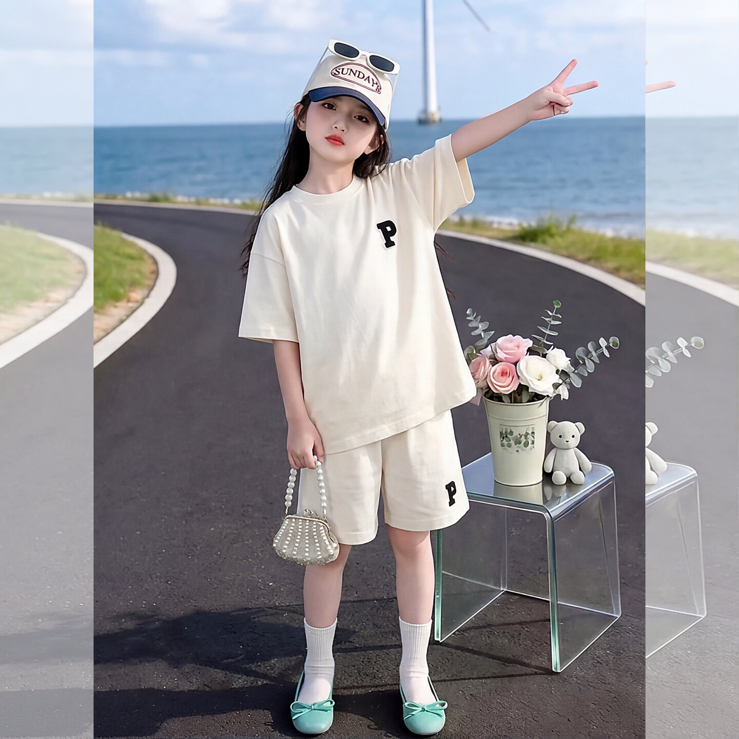 女童夏装运动套装2026新款儿童韩系穿搭休闲短袖T恤短裤两件套潮