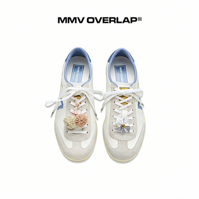 【女明星私服同款】MMVOVERLAP薄荷白紫真皮德训鞋女增高百搭板鞋