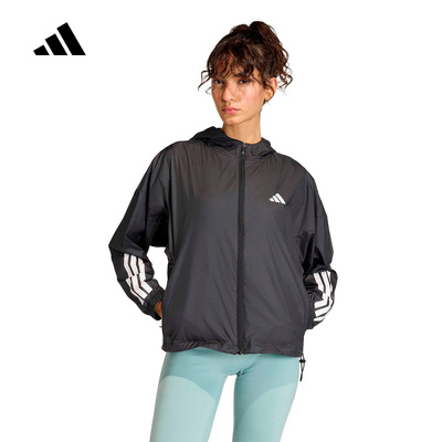 adidas阿迪达斯拒水梭织运动宽松健身连帽夹克外套2026春女JX1872