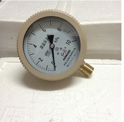 正品红旗膜盒压力表YE100 0-60KPA/40KPA膜盒表 千帕表径向微压表