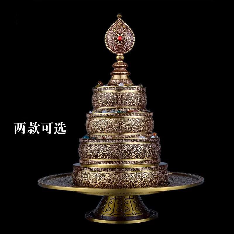 佛缘汇藏族曼扎盘家用供佛用品铜曼茶罗八吉祥曼达盘修盘供奉摆件