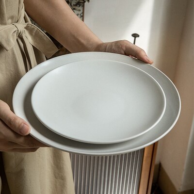 巷子尾14.99两个圆盘陶瓷西餐盘哑光意面牛排盘餐厅商用微瑕