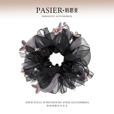 高丸子头发圈2026爆款洋气赫本王妃蝶影纱梦时尚优雅搭发圈FB3119