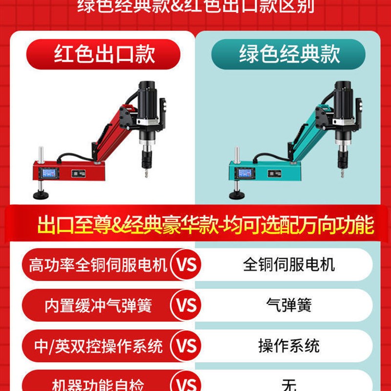 垂直攻丝机全自动攻牙机台式小型手持式万向摇臂智能数控伺服机械