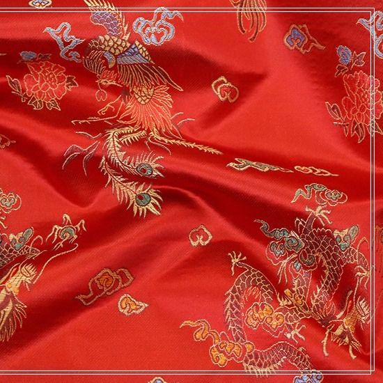 织锦缎龙凤提花布料 喜庆节日古装服装包装面料布料织锦丝绸面料