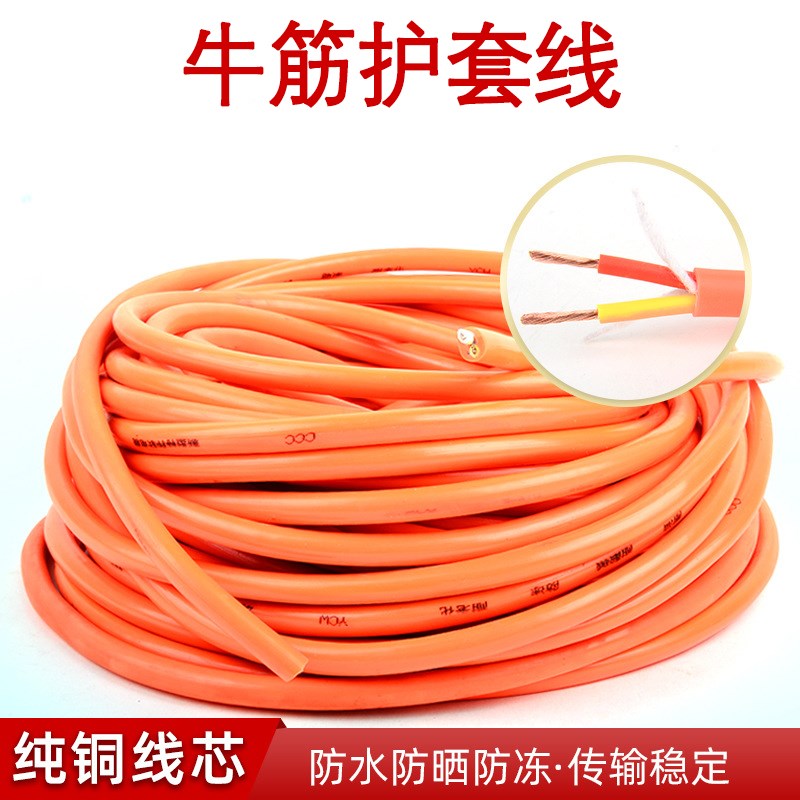 纯铜牛筋电线家用防水电缆线2芯3芯户外防冻电源软线1.5 2.5平方