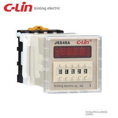新灵牌数显时间继电器Jss48A Dc24V Ac220V带座延时上电