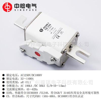 西安中熔熔断器RS306-1-T5Z高压储能熔断器保险丝1250V快速熔断器