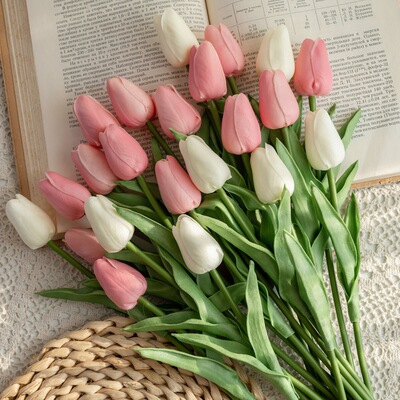 PU郁金香植物仿真花手捧绢花家居婚庆MW01502