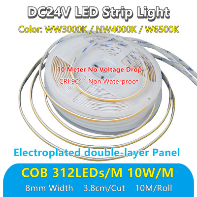24VCOB312LED'sStripLightFlexible8mmWidthCRI9010M/R