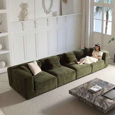 tacchini雪尼尔豆腐块沙发羽绒小户型三人位客厅家具意式布艺沙发