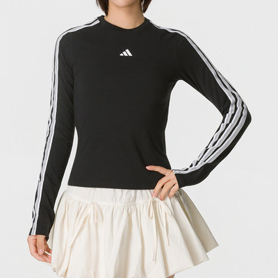 Adidas阿迪达斯女舒适透气修身显瘦套头圆领长袖运动T恤 KZ1556