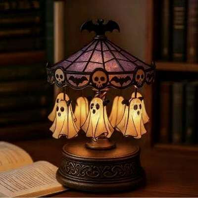 跨境新品 Ghost Carousel Light 万圣节摆件旋转幽灵灯源头直销