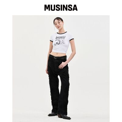 EXTRAORDINARY 女款 B.S.C 动漫 T恤 白色 MUSIN韩国官网直邮进口
