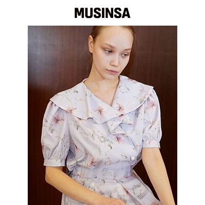 DAMAGE MNEMONIC 塞拉花边 blouse 紫色韩国官网直邮进口MUSINSA