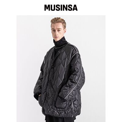 MASSNOUN 可逆缝线绗缝内衬夹克 MWZJK002-BK韩国官网直邮进口