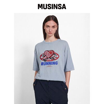 MENASOO 新款大心形图案T恤_天蓝色 MUSINSA韩国官网直邮进口
