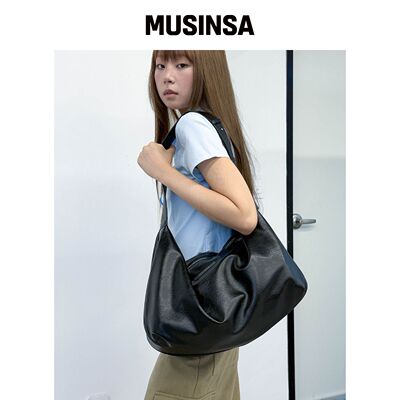CHICKS 皮革超大托特包黑色腋下包休闲 MUSINSA韩国官网直邮进口