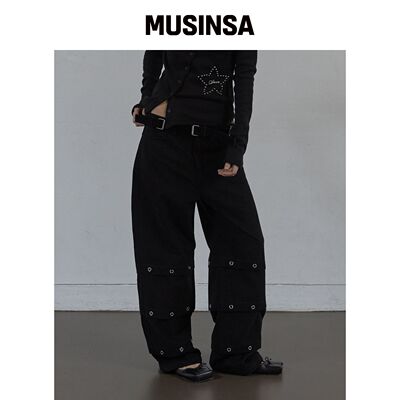 SETUP-EXE 黑色褶皱眼孔裤 MUSINSA韩国官网直邮进口