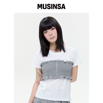 TYPESERVICE 褶皱钩子上衣 [灰色] MUSINSA韩国官网直邮进口
