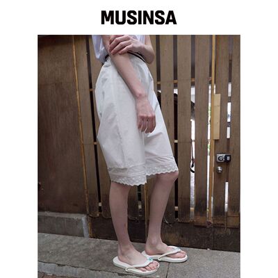 NOCONTENT 368. 蕾丝宽松裤 _ WHITE MUSINSA韩国官网直邮进口