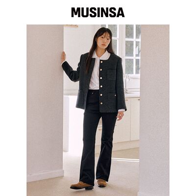 TTUDEMENT 棉质靴型裤子 黑色 MUSINSA韩国官网直邮进口