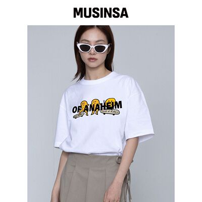 GRAVER 3微笑板短袖T恤_白色/黑色LOGO MUSINSA韩国直邮官方正品