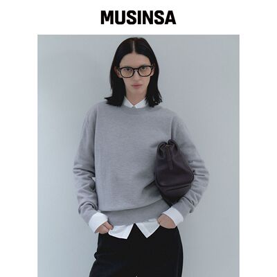 108POUND 日常圆领毛衣_灰色 MUSINSA韩国官网直邮进口