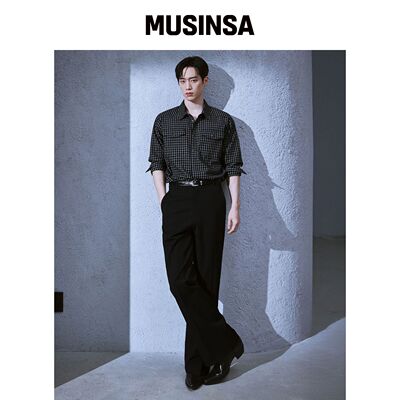 DRAW FIT FRNCH喇叭slacks [BLACK] MUSINSA韩国官网直邮进口