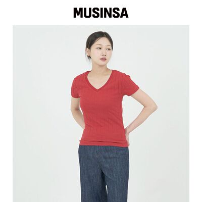 MOCCASOM 紧身版型罗纹半高领T恤(MCI2-TS173)韩国官网直邮进口